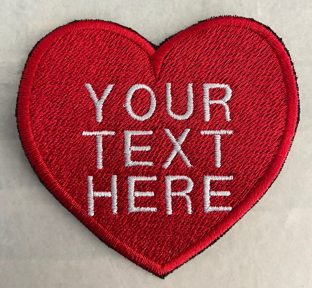 Personalised Custom Love Heart Patch Sew on or Hook Backing - Etsy