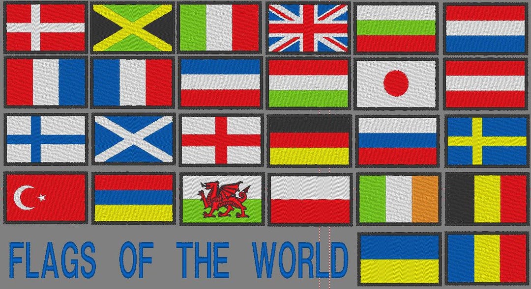 80x50mm Embroidered Flags of the World Hook & Sew on Backings Patch ...