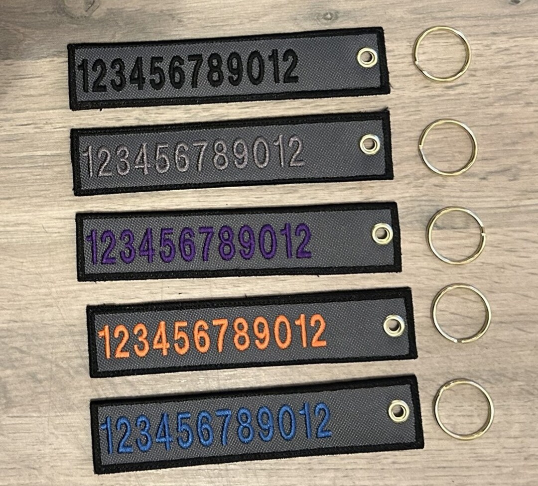 Personalised Grey Key Rings Custom Tactical Name Biker Keys Number ...