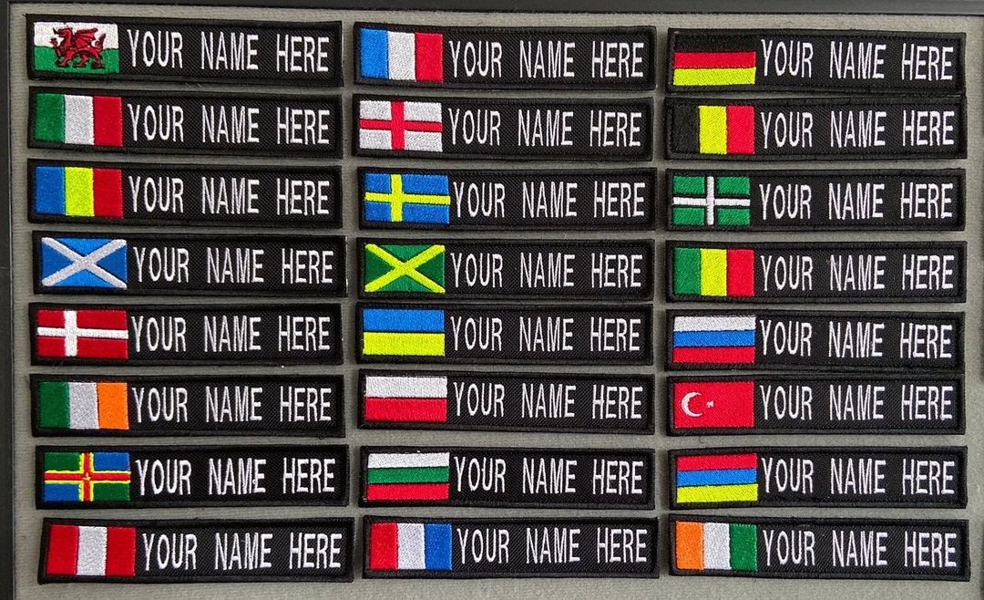 Personalised Name Tape Flag Badge Patch Backed With Official Velcro ...