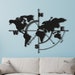 Metal Map Wall Decor, World Map Compass Continent, Metal World Map Wall ...