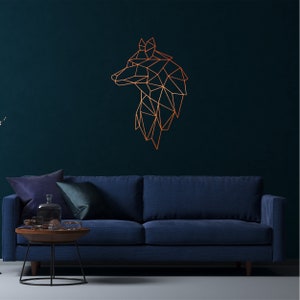 Geometric Wolf Head Metal Wall Sculpture, Modern Geometric Wolf Art ...