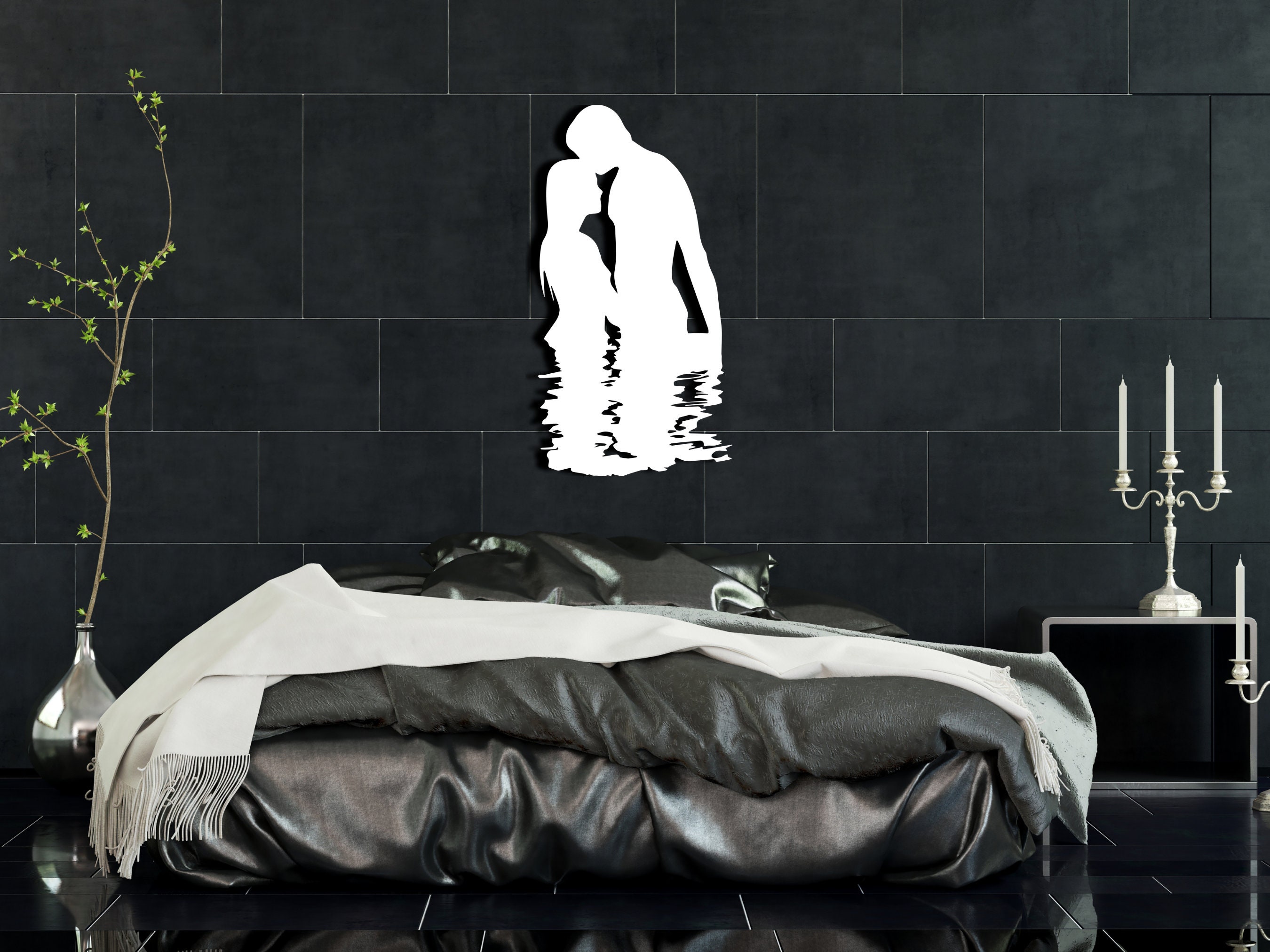 Couple Metal Wall Art, Metal Wall Sculpture for Lovers, Metal Wall ...