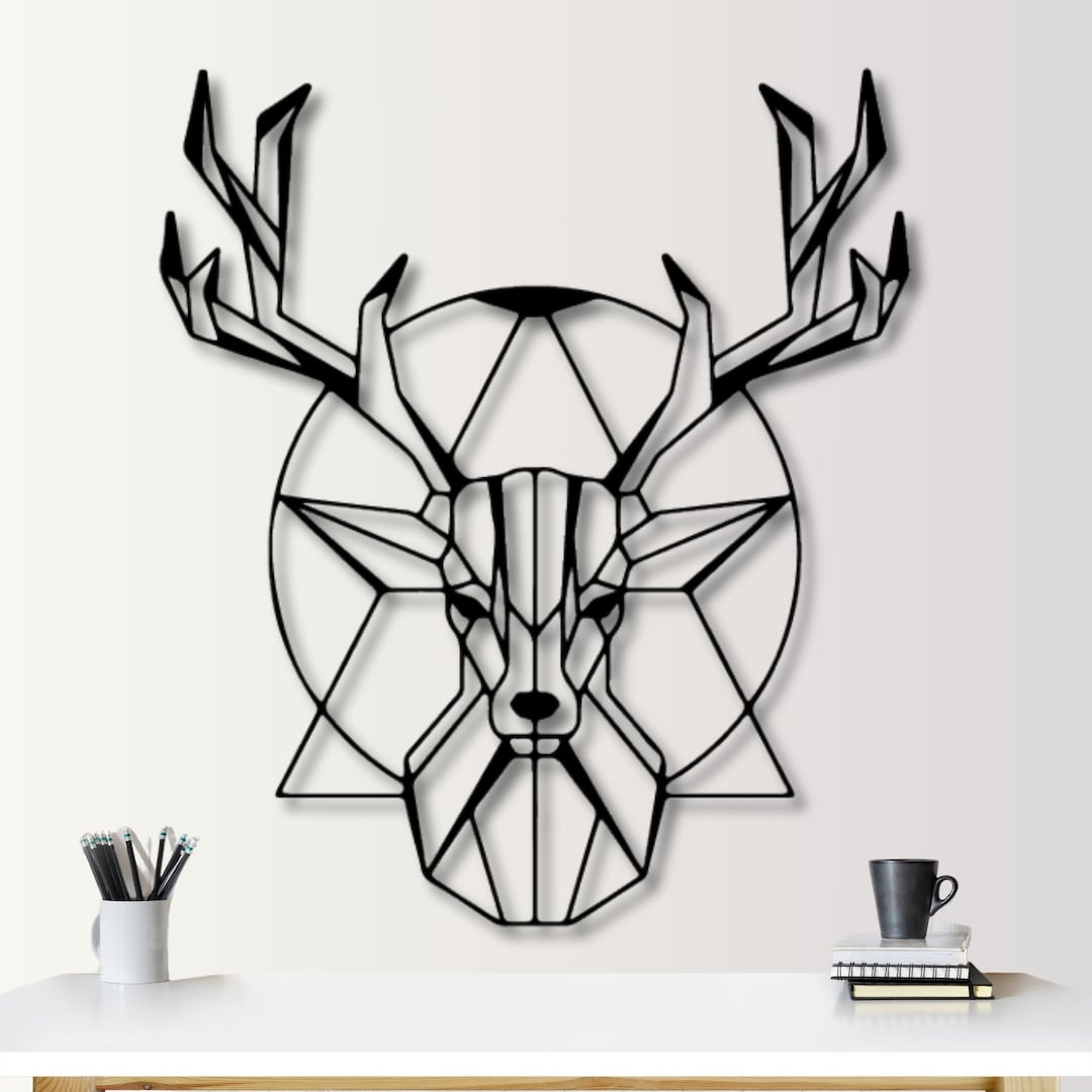 Abstract Deer Head Sculpture, Minimalist Deer Head Silhouette ...
