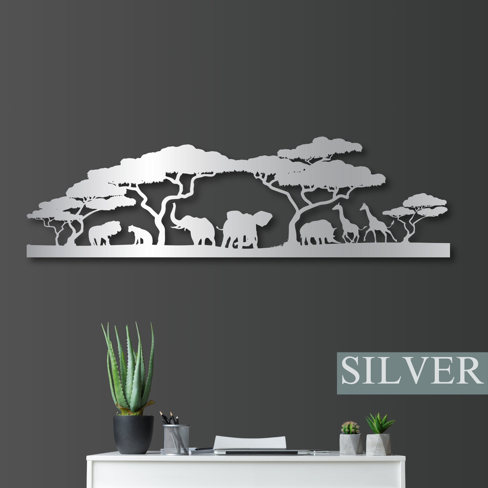 African Safari Metal Wall Art: Jungle Animals Landscape Decor - Etsy