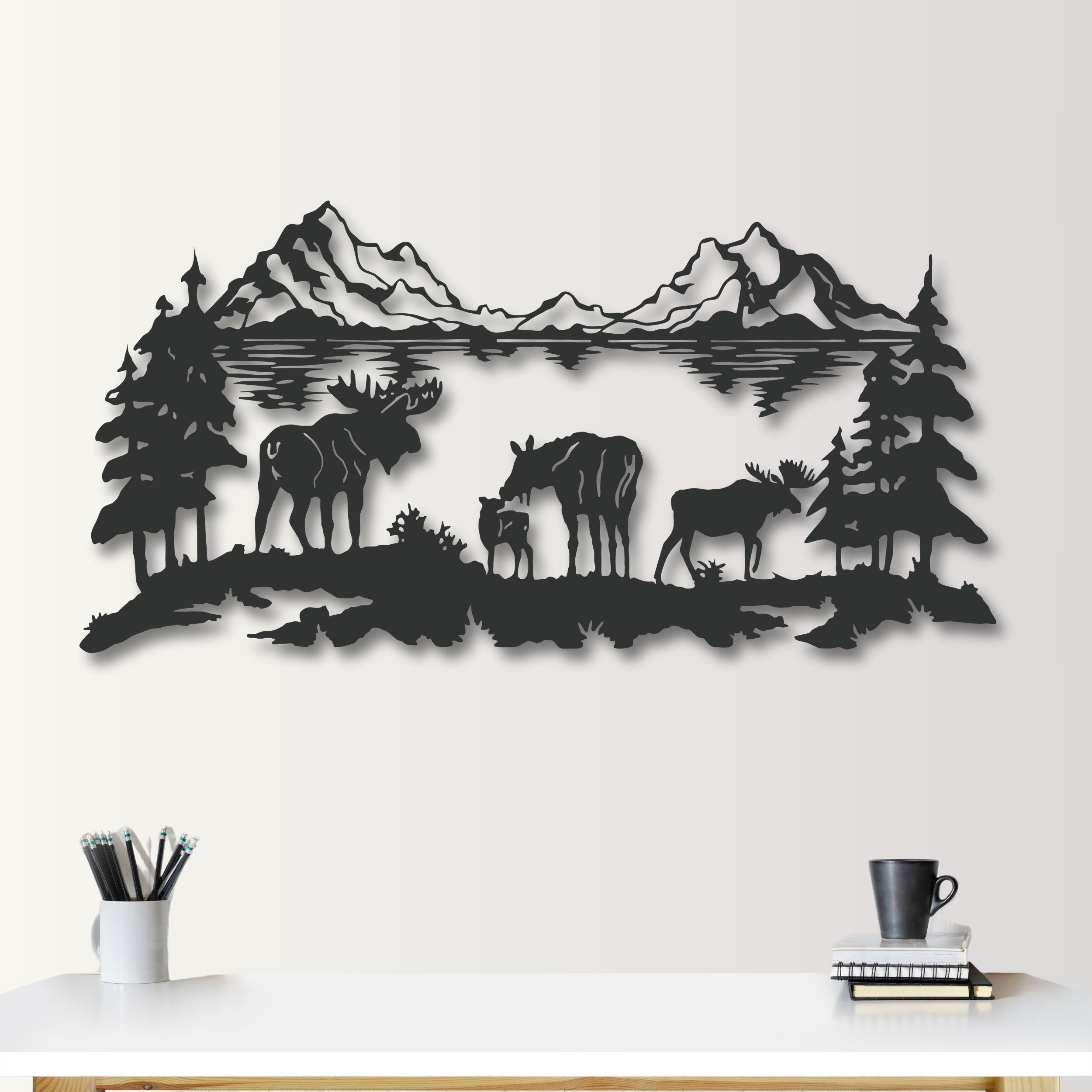 Moose Metal Wall Decor, Life of Mooses, Moose and Mountain Decor, Metal ...