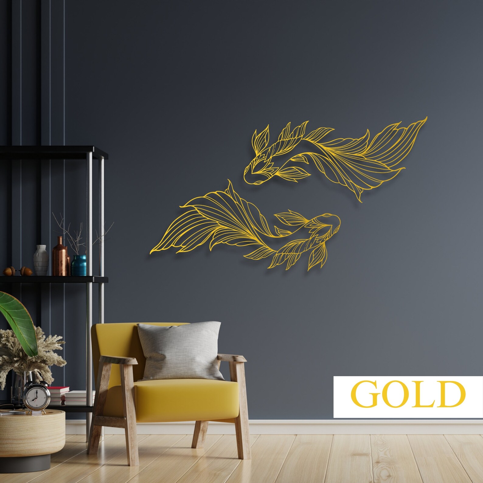 Koi Fish Metal Wall Art: Hand-finished Silhouette Sculpture, Japanese ...
