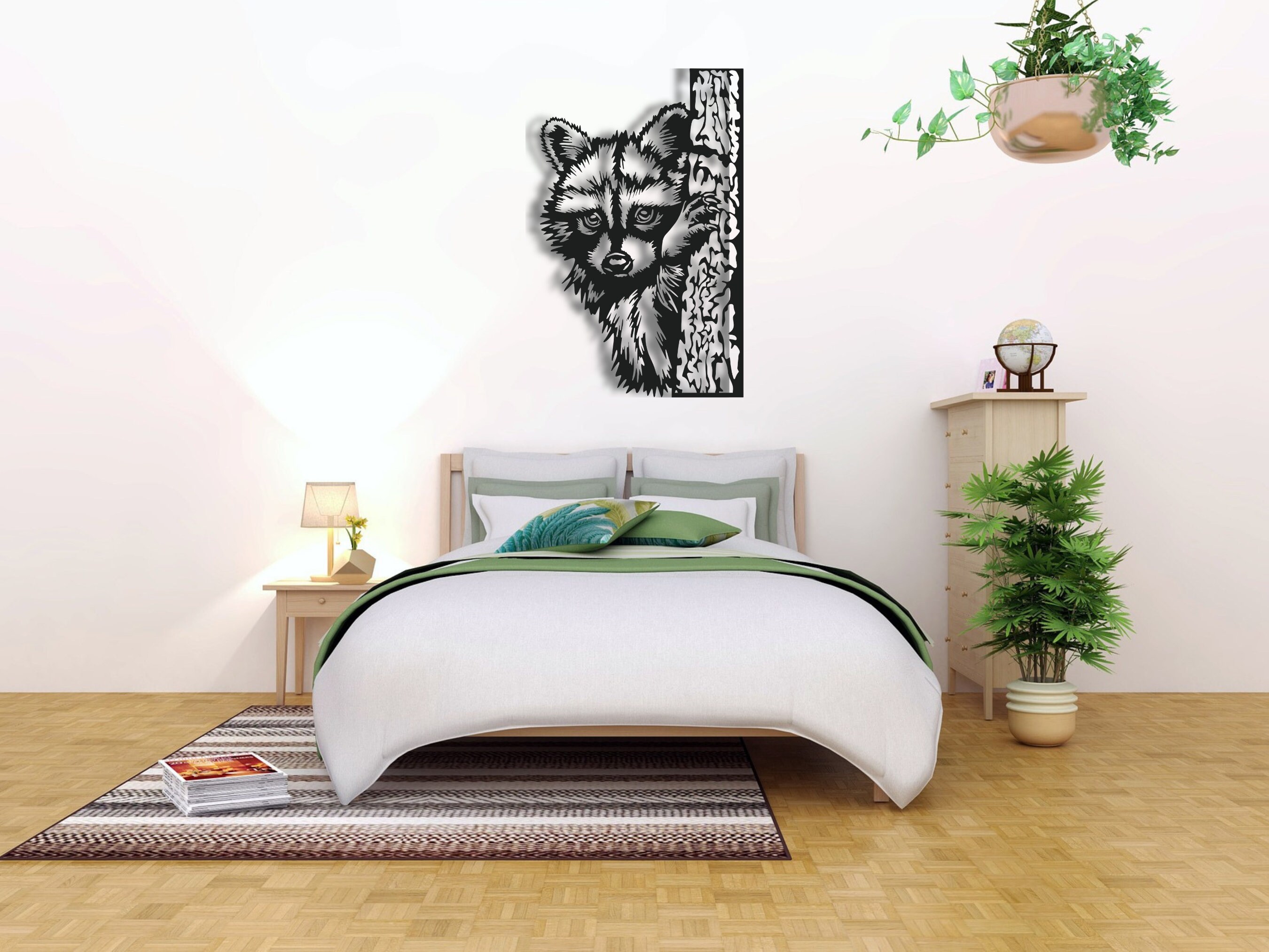 Raccoon Metal Wall Art, Raccoon Wall Decor, Bedroom Decoration ...