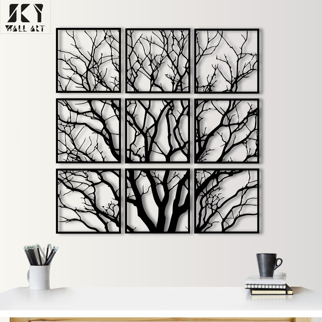 Multi-panel Tree Branch Metal Wall Art: Nature-inspired Silhouette - Etsy
