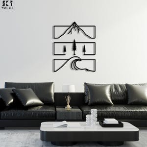 Modern Minimalist Metal Wall Art, 3-panel Geometric Black Decor ...