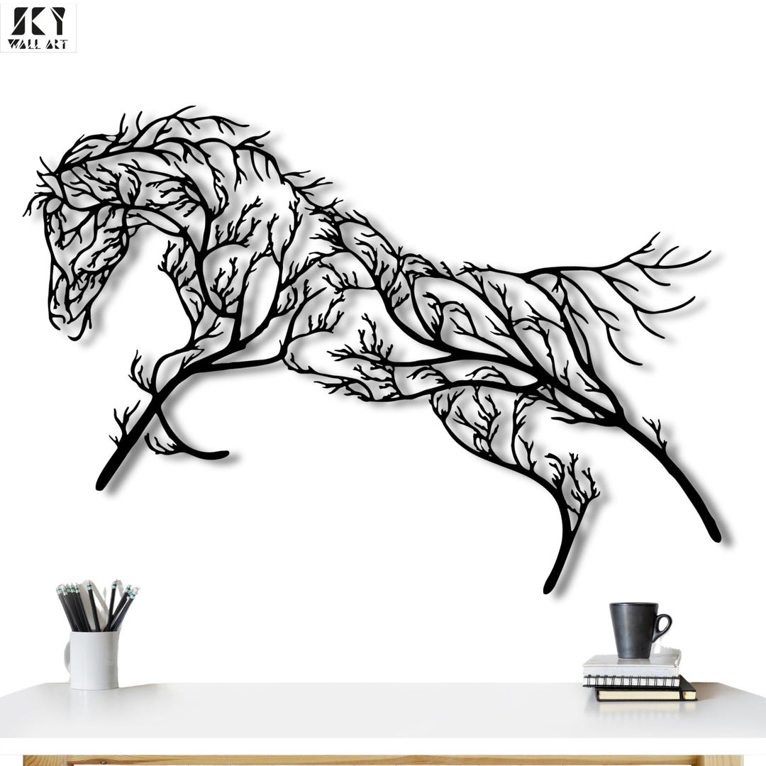 Running Horse Metal Decor, Metal Horse Silhouette, Nature-inspired ...