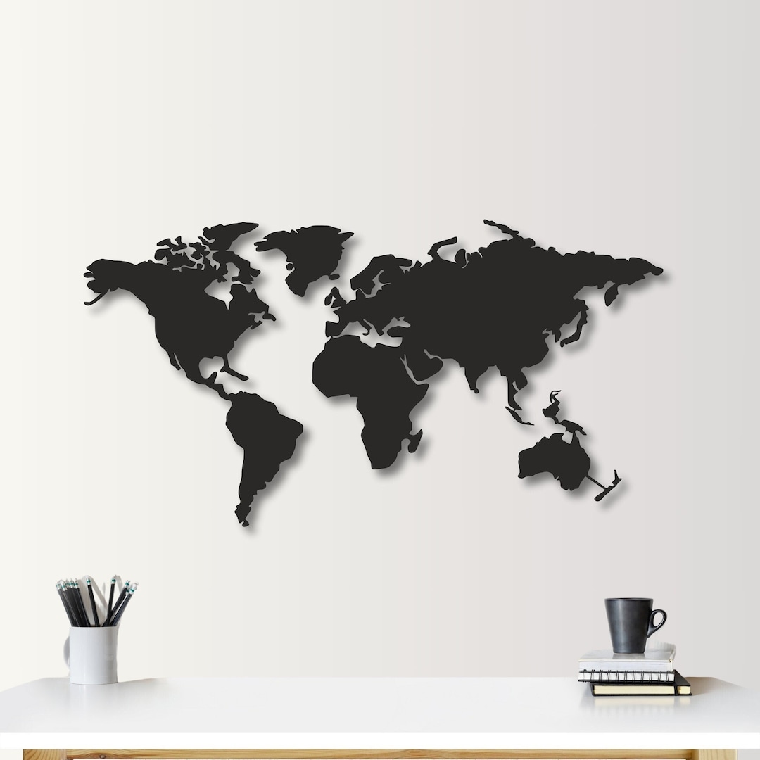 Metal World Map Wall Art, Metal World Map Decor, Housewarming Wall ...