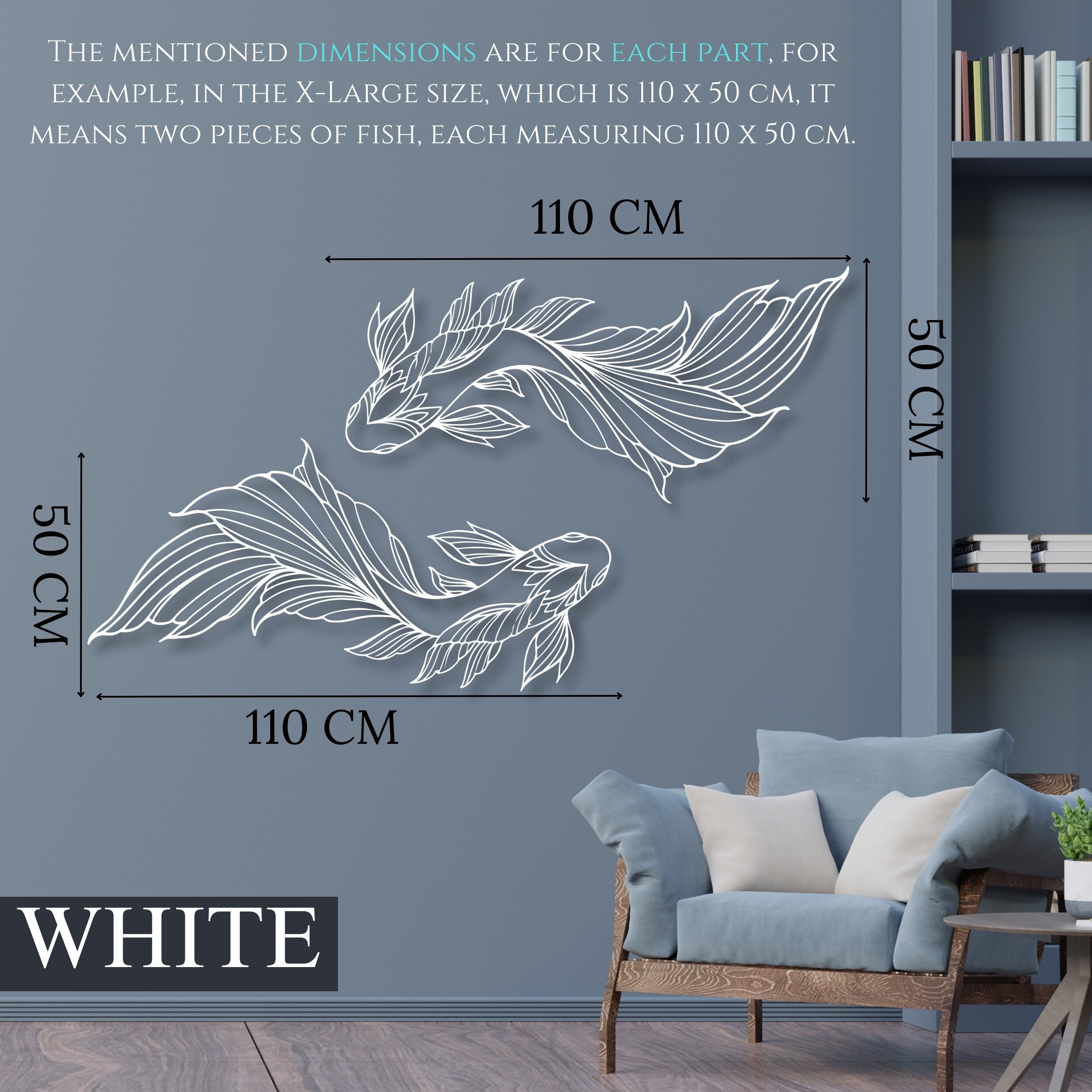 Koi Fish Metal Wall Art: Hand-finished Silhouette Sculpture, Japanese ...