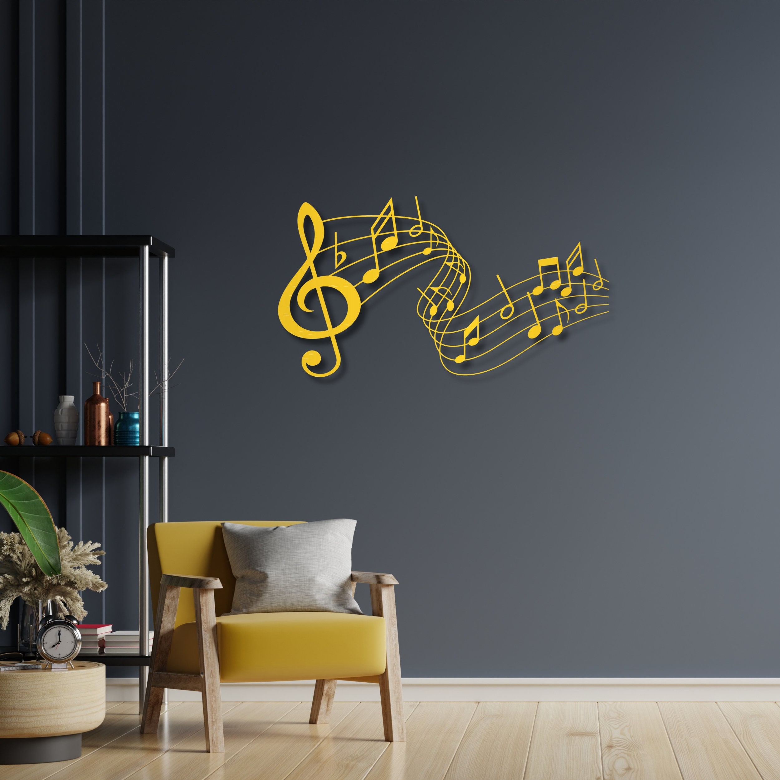 Music Notes Wall Art , Wall Hangings , Metal Music Notes Wall Sculpture ...