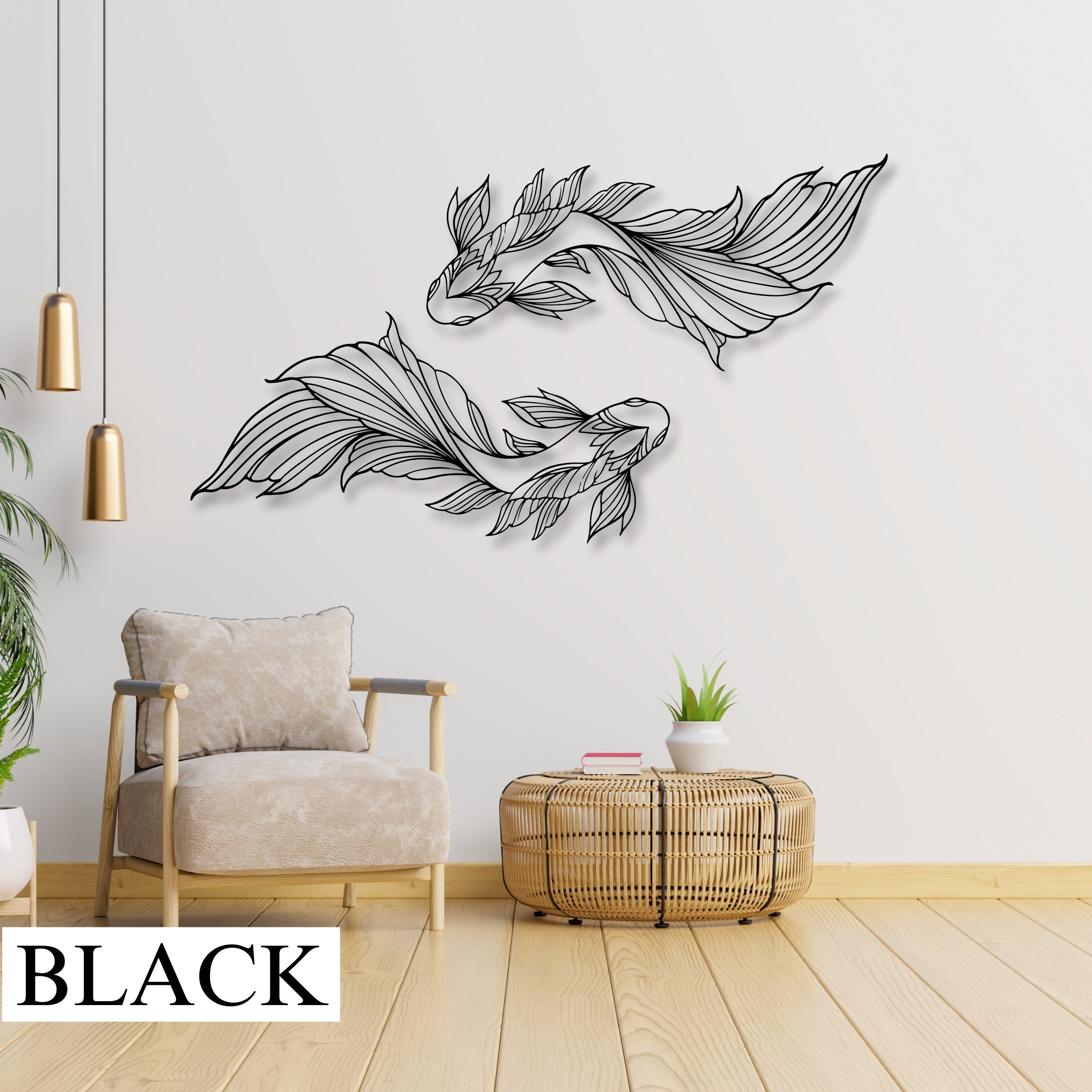 Graceful Koi Metal Sculpture, Stunning Koi Fish Metal Wall Art, Sleek ...