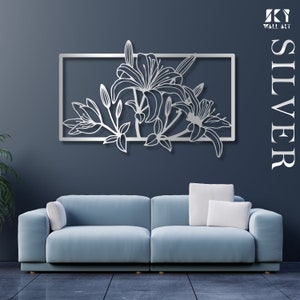 Handcrafted Lily Flower Wall Sculpture, Lilium Wall Art Metal Wall ...
