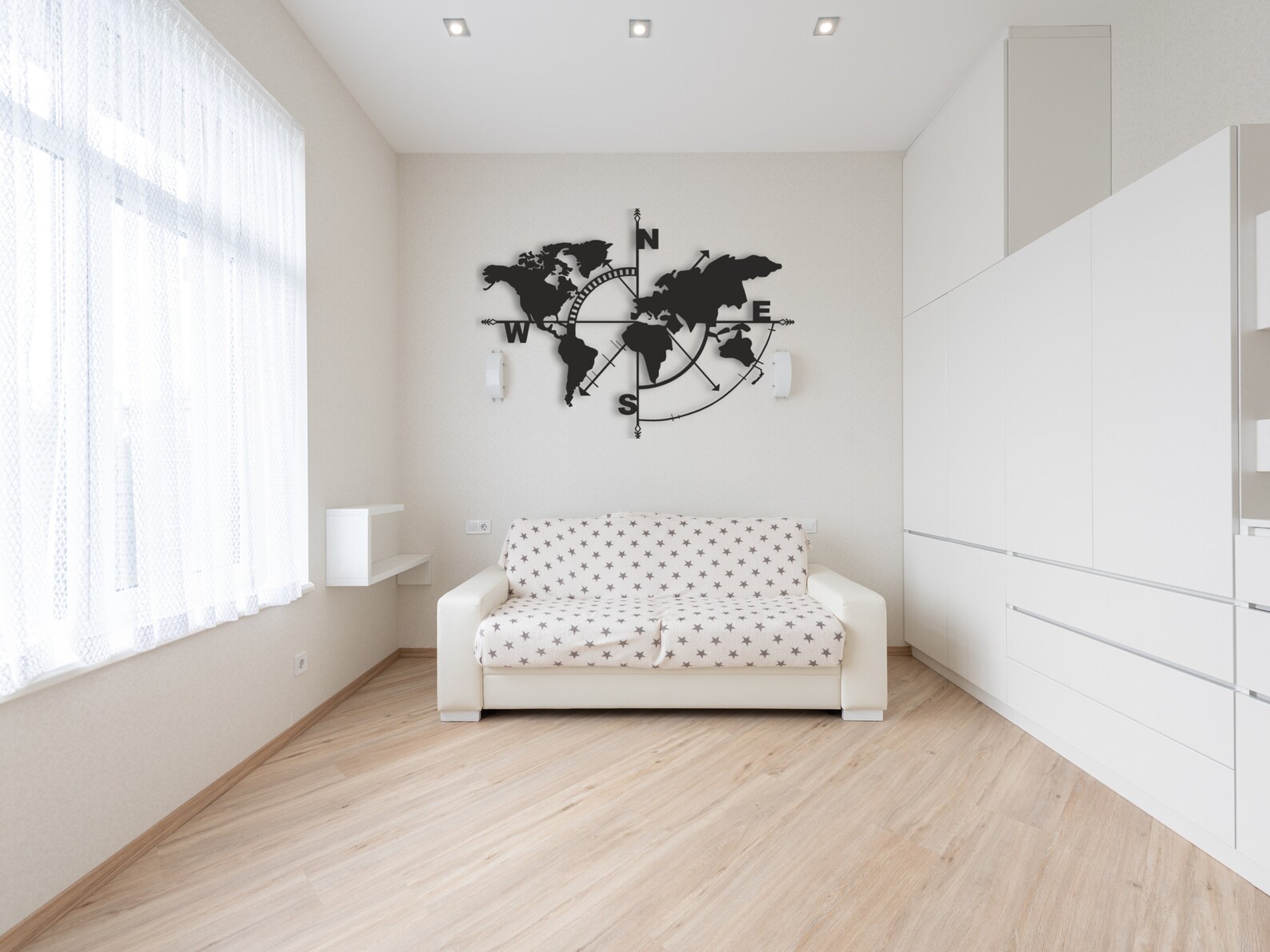 Metal Map Wall Decor World Map Compass Continent Metal World - Etsy