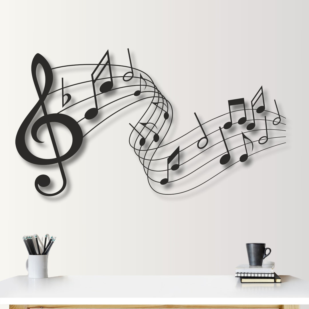 Music Notes Wall Art , Wall Hangings , Metal Music Notes Wall Sculpture ...