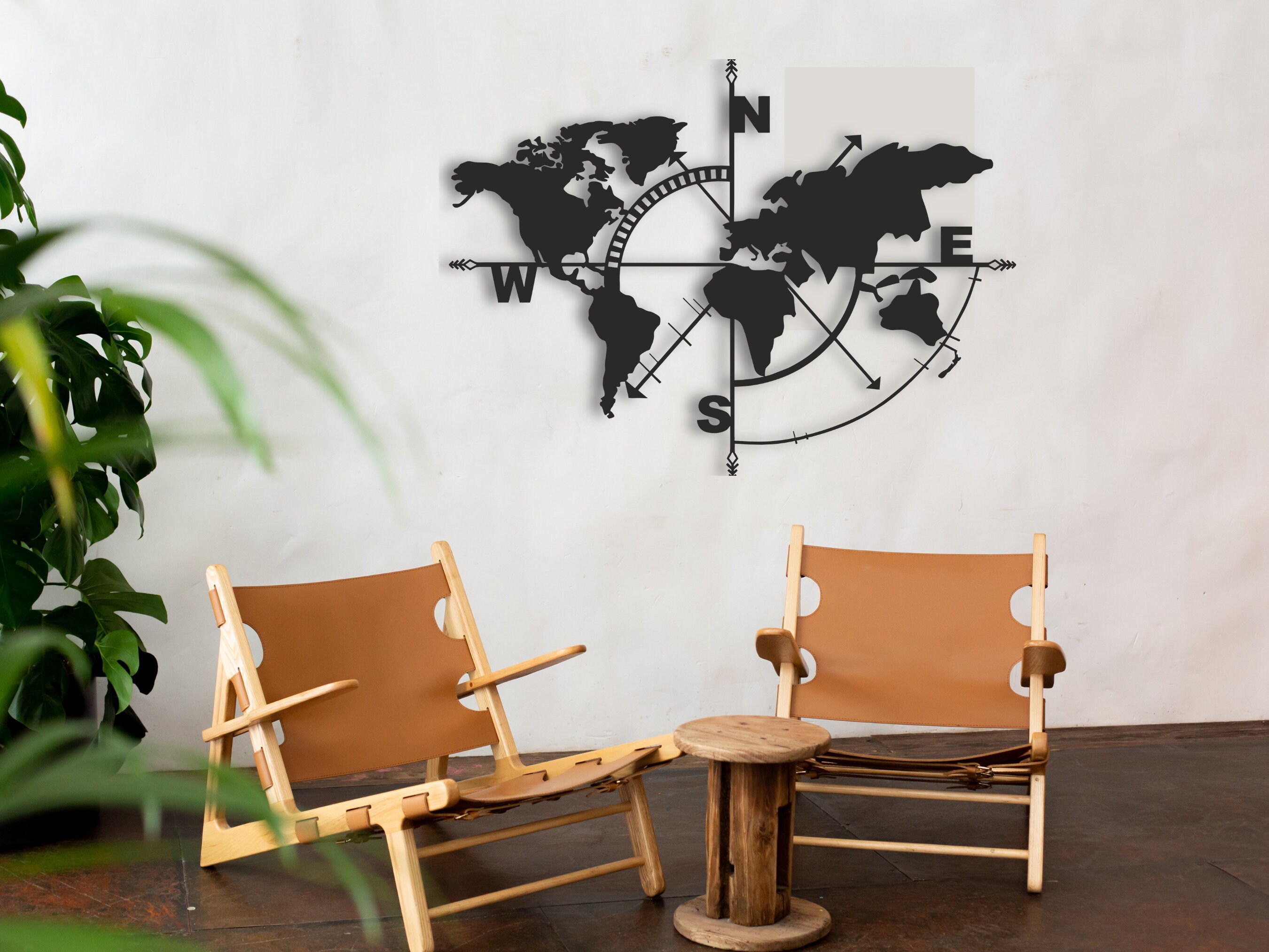 Metal Map Wall Decor World Map Compass Continent Metal World - Etsy
