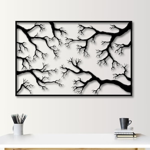 Dry Tree Sculpture, Metalwork Tree Silhouette Framed Art, Botanical ...