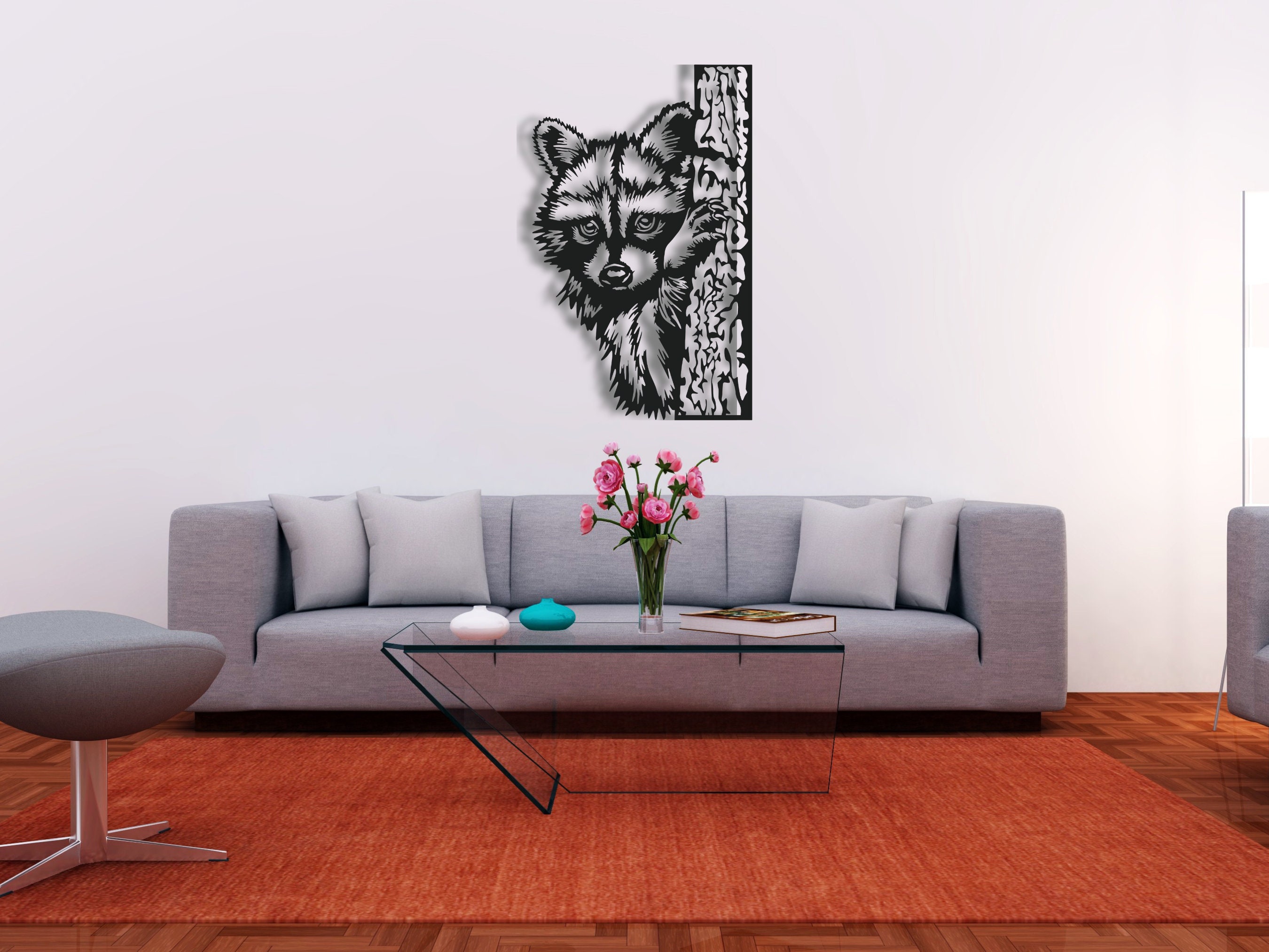 Raccoon Metal Wall Art Raccoon Wall Decor Bedroom - Etsy