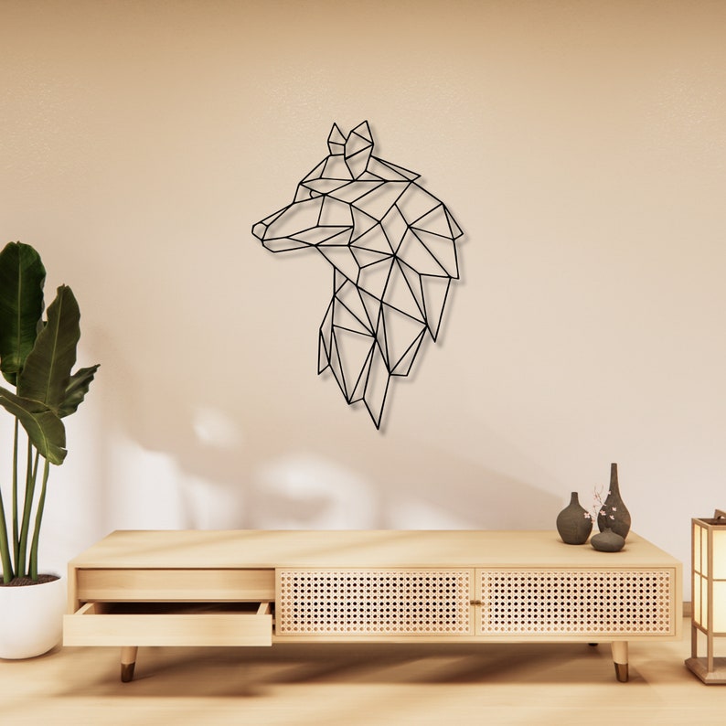 Geometric Wolf Head Metal Wall Art: Modern Wildlife Decor - Etsy