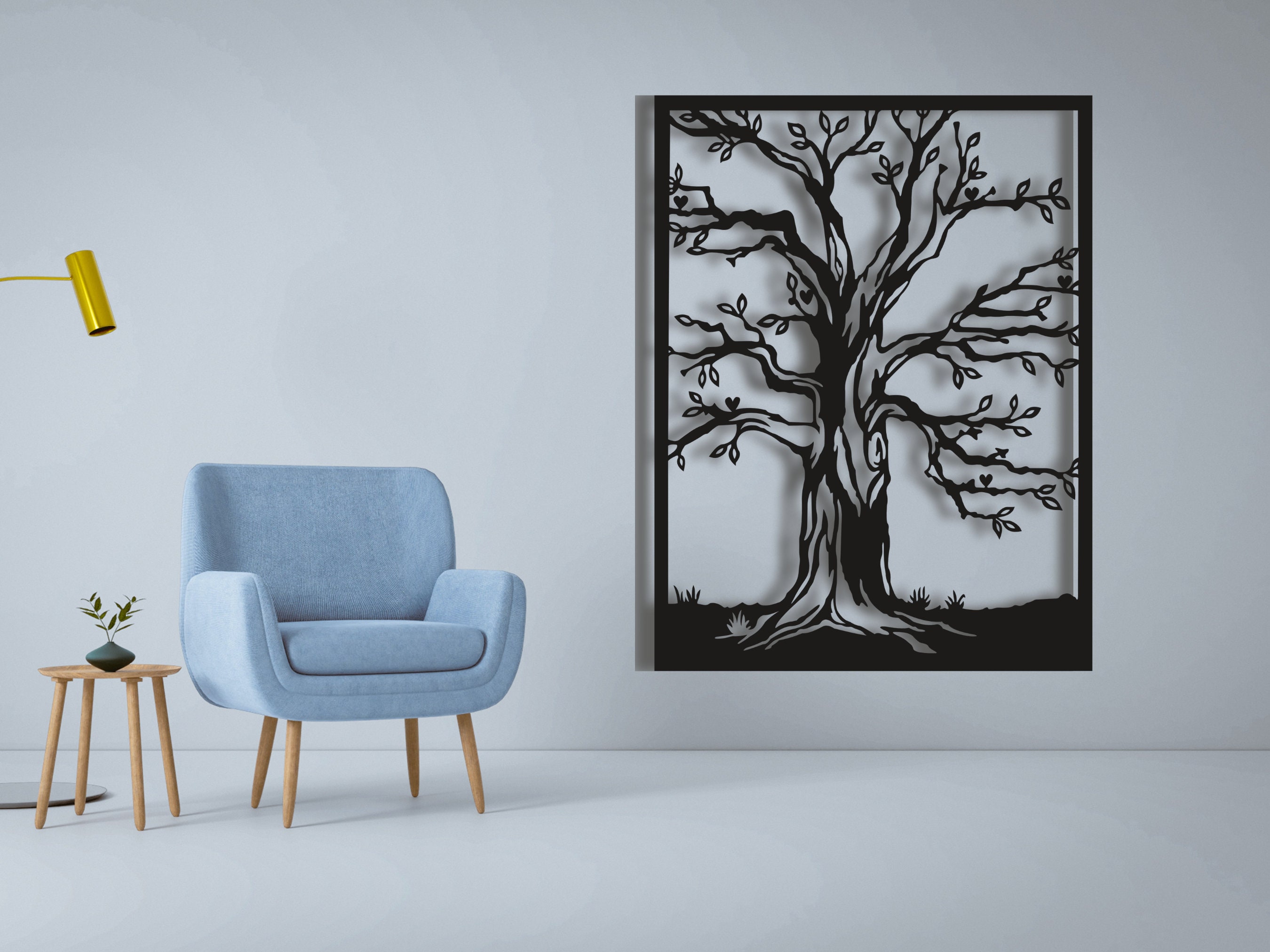 Metal Winter Tree Decor, Autumn Tree Wall Art, Tree Wall Decor, Metal ...