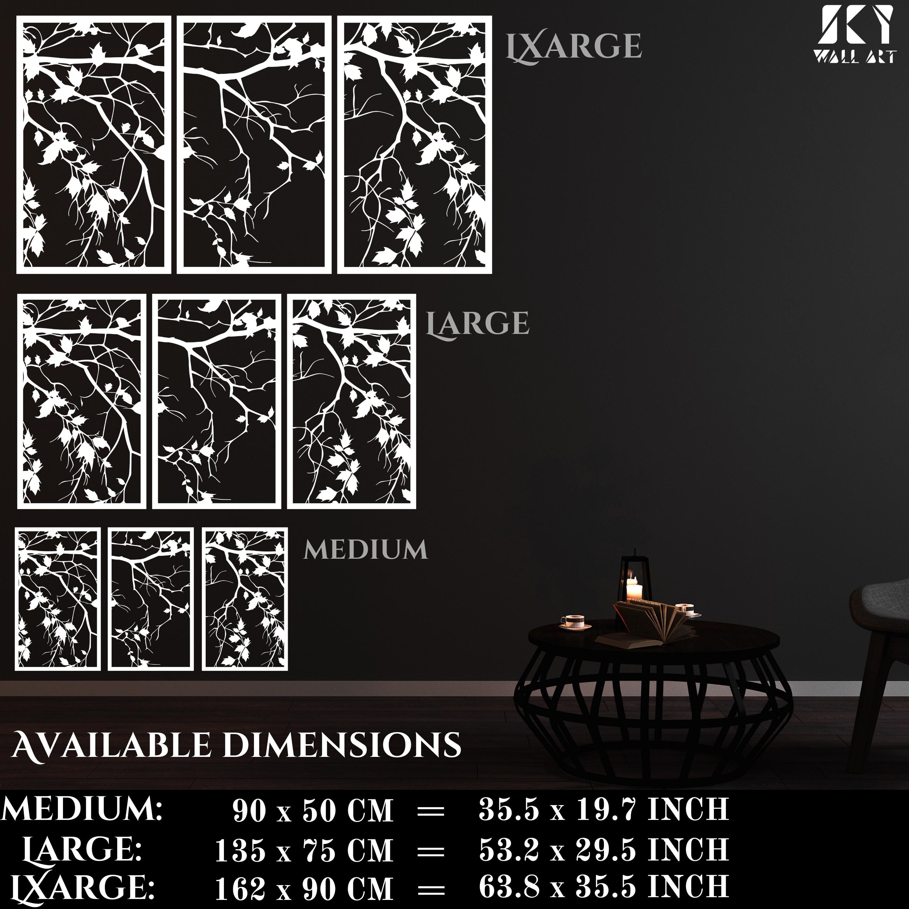 Metal Tree Branch Wall Art: Modern Minimalist Sculpture, Three Panel ...
