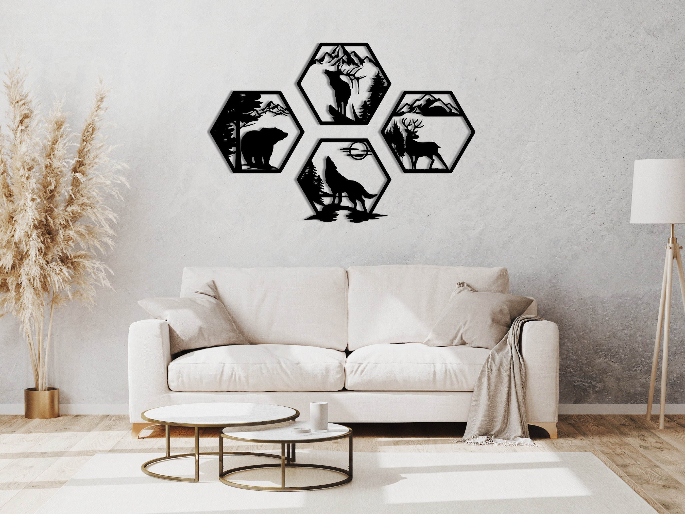 Animal Metal Wall Art, Four Pieces Wall Art, Livingroom Wall Decor ...