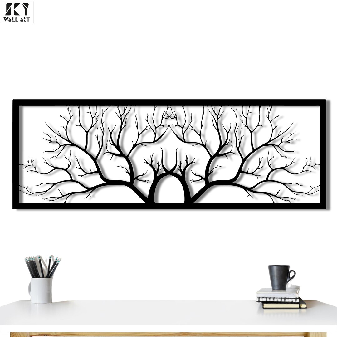 Minimalist Metal Tree Wall Hanging, Tree Branch Metal Wall Art, Elegant ...