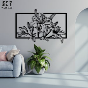 Handcrafted Lily Flower Wall Sculpture, Lilium Wall Art Metal Wall ...