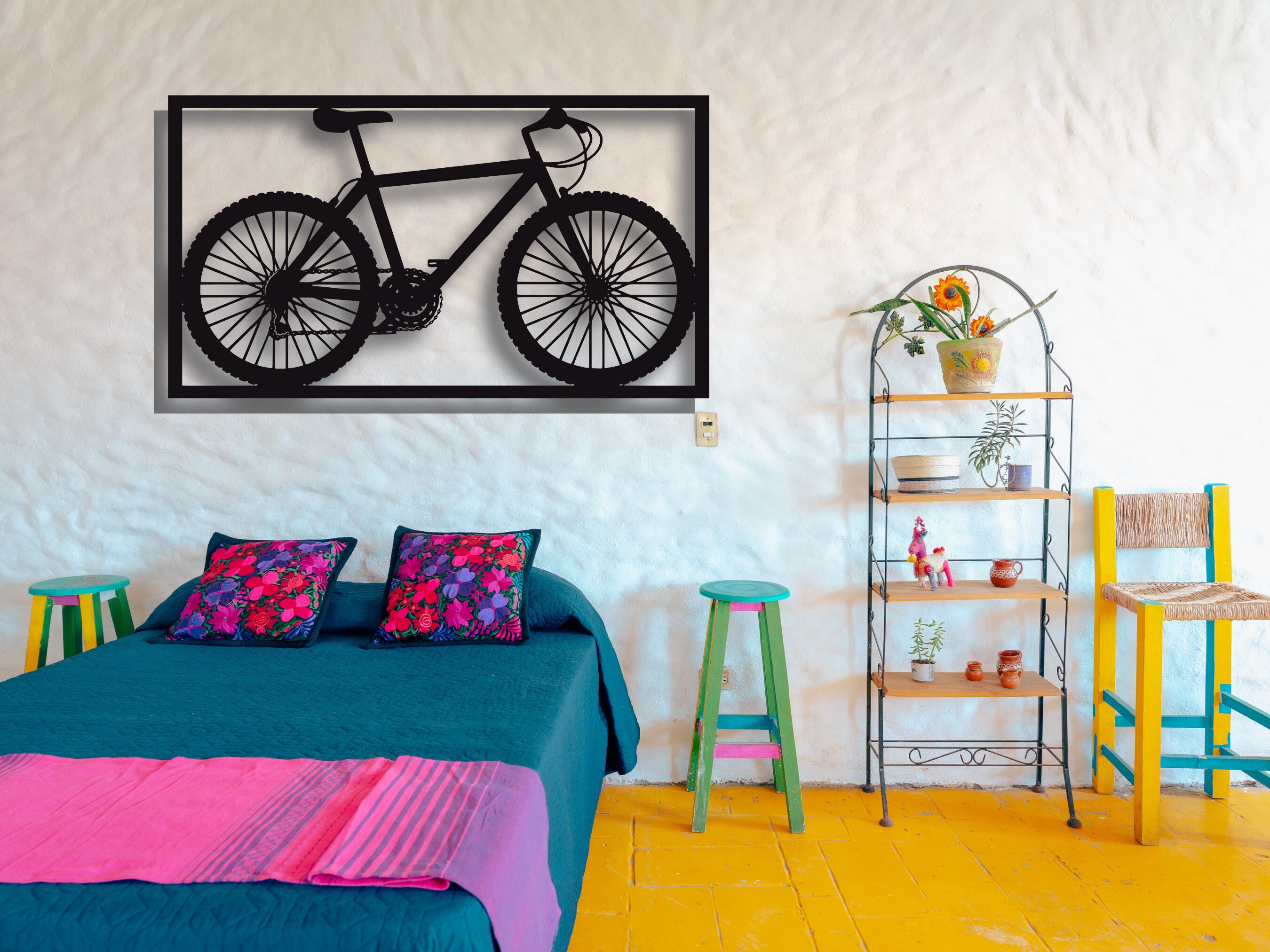 Bike Wall Art, Metal Bike Decor, Framed Bike Wall Art, Livingroom Decor, Large Size Wall Decor ...