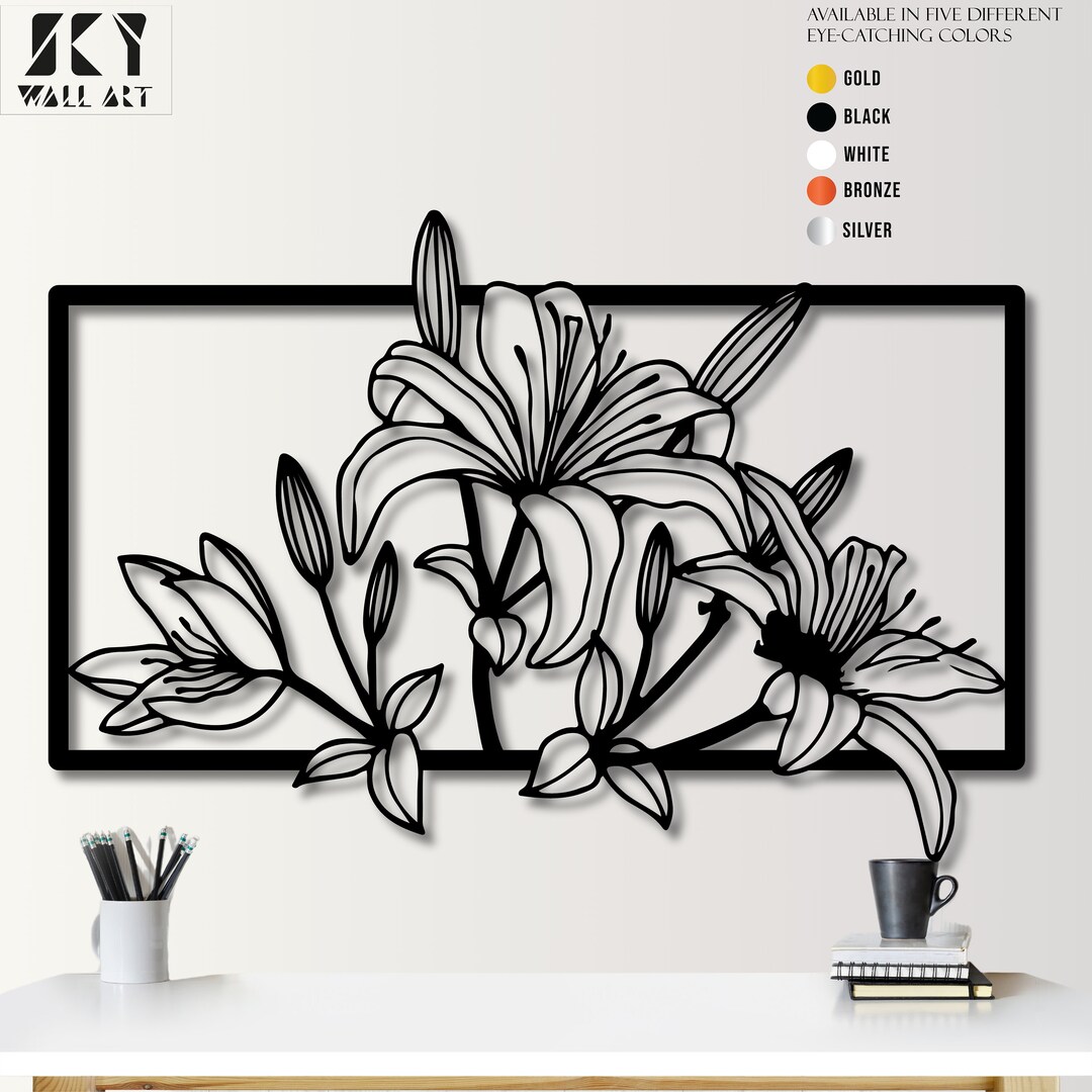 Handcrafted Lily Flower Wall Sculpture, Lilium Wall Art Metal Wall ...