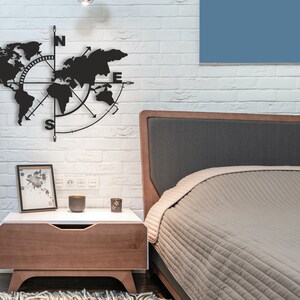 Metal Map Wall Decor World Map Compass Continent Metal World - Etsy