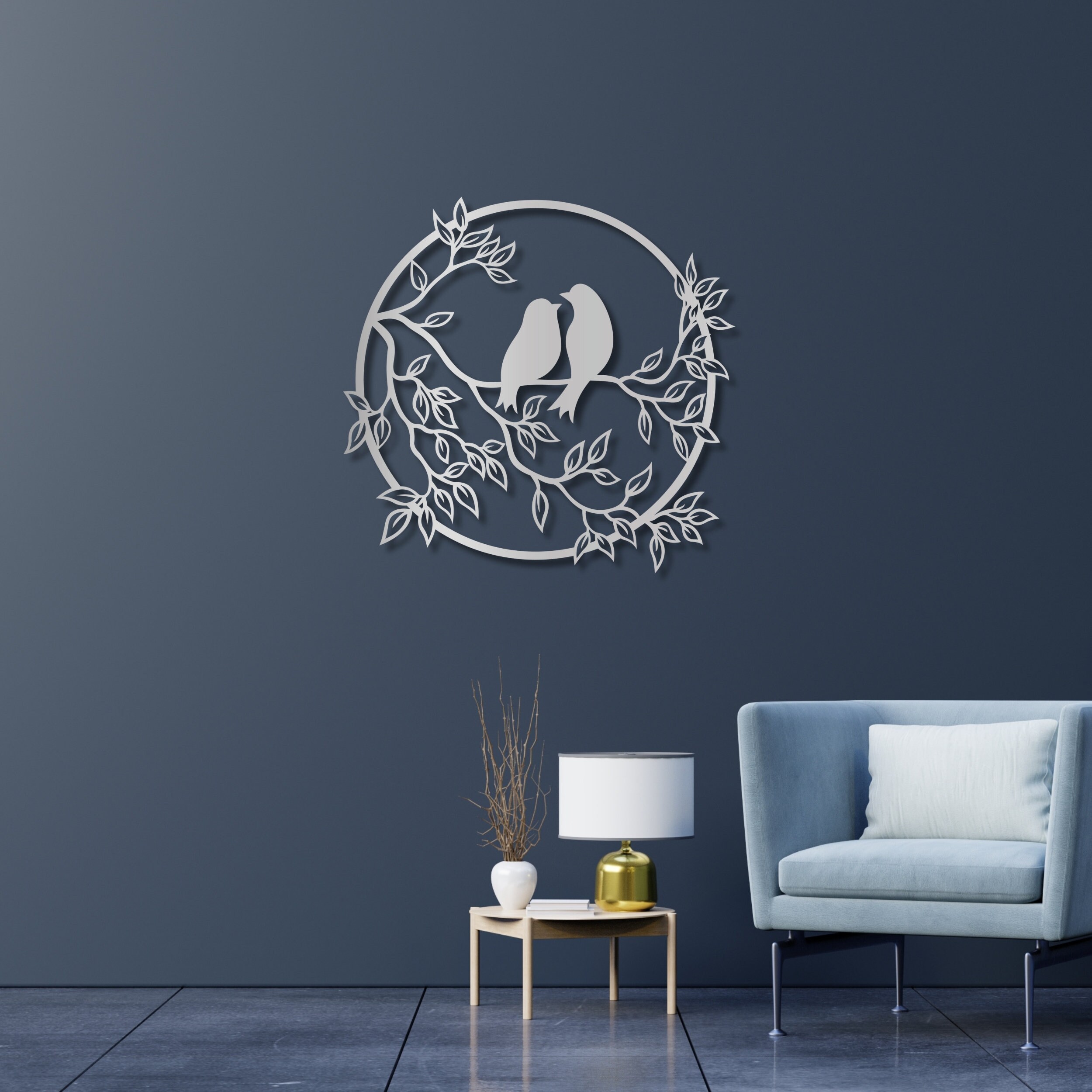 Birds on Branch Metal Wall Art: Rustic Home Decor - Etsy