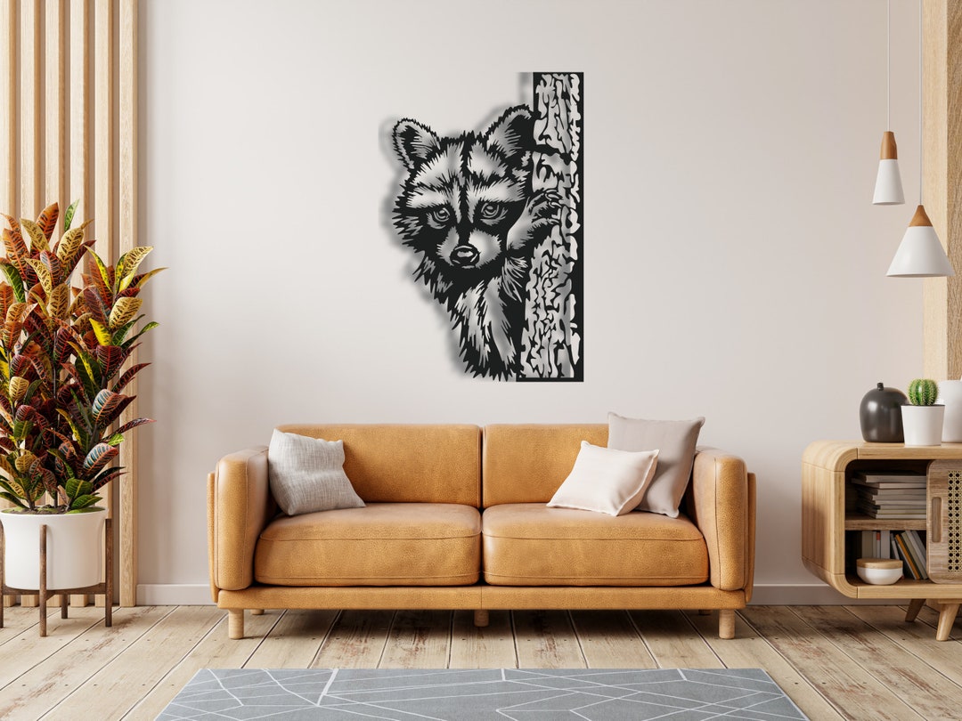 Raccoon Metal Wall Art Raccoon Wall Decor Bedroom - Etsy