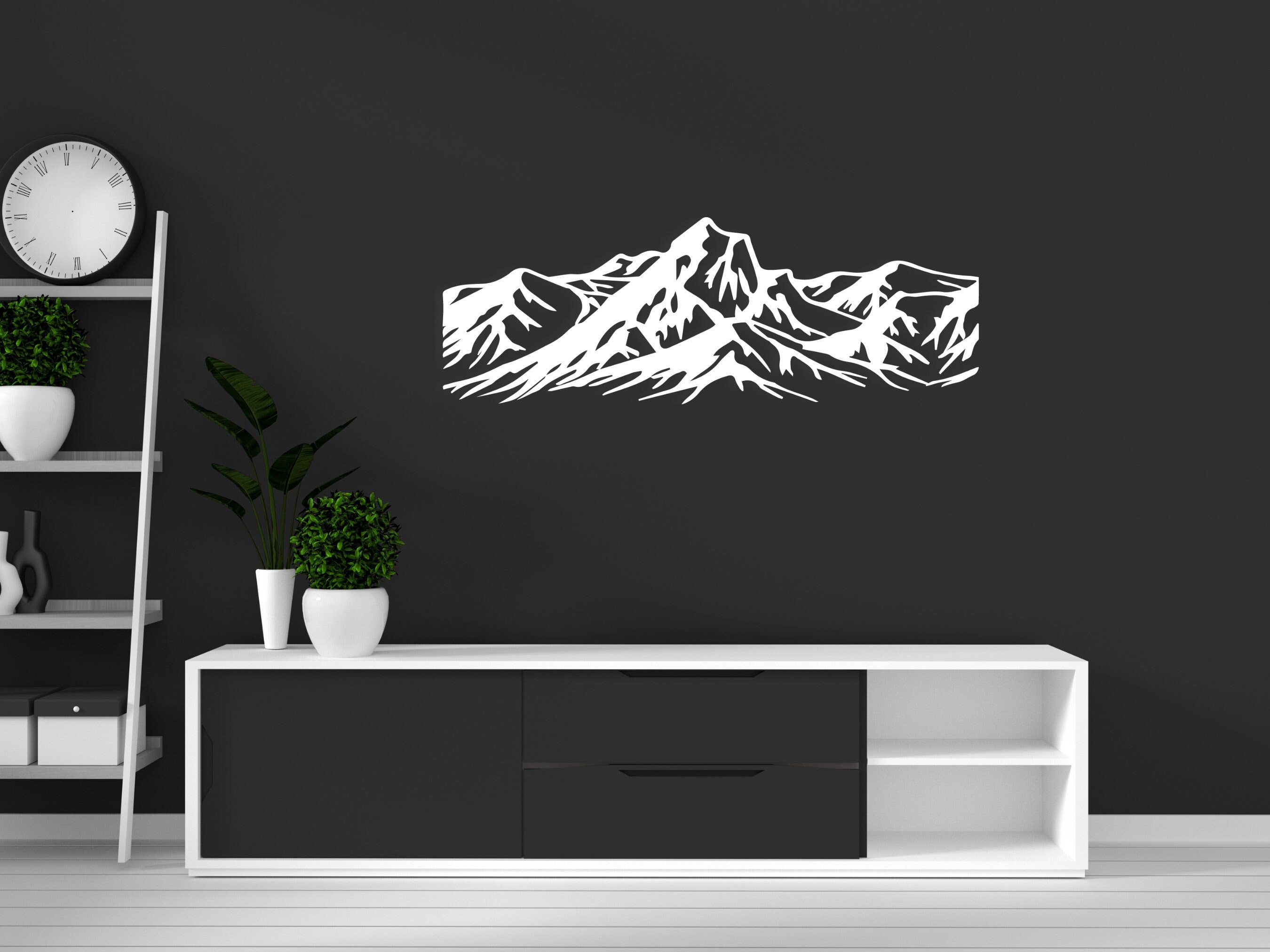 White Mountain Metal Wall Art, Mountain Metal Wall Decor, Mountainer ...