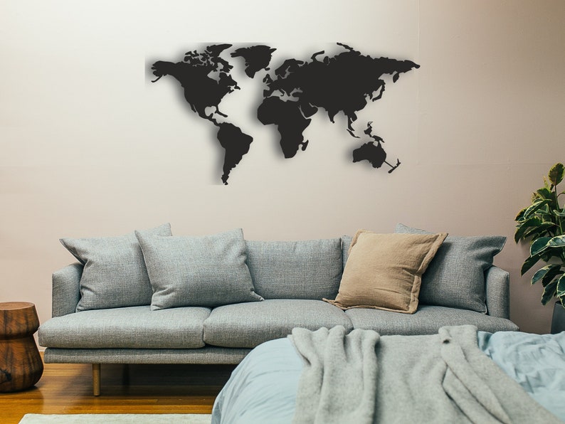 Metal World Map Wall Art Metal World Map Decor Housewarming - Etsy