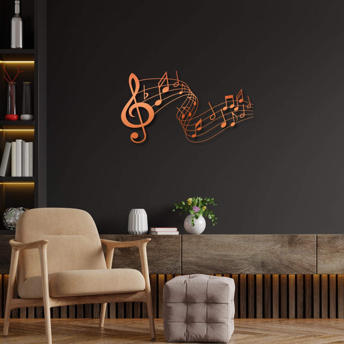 Metal Music Notes Wall Art: Modern Minimalist Sculpture, - Etsy