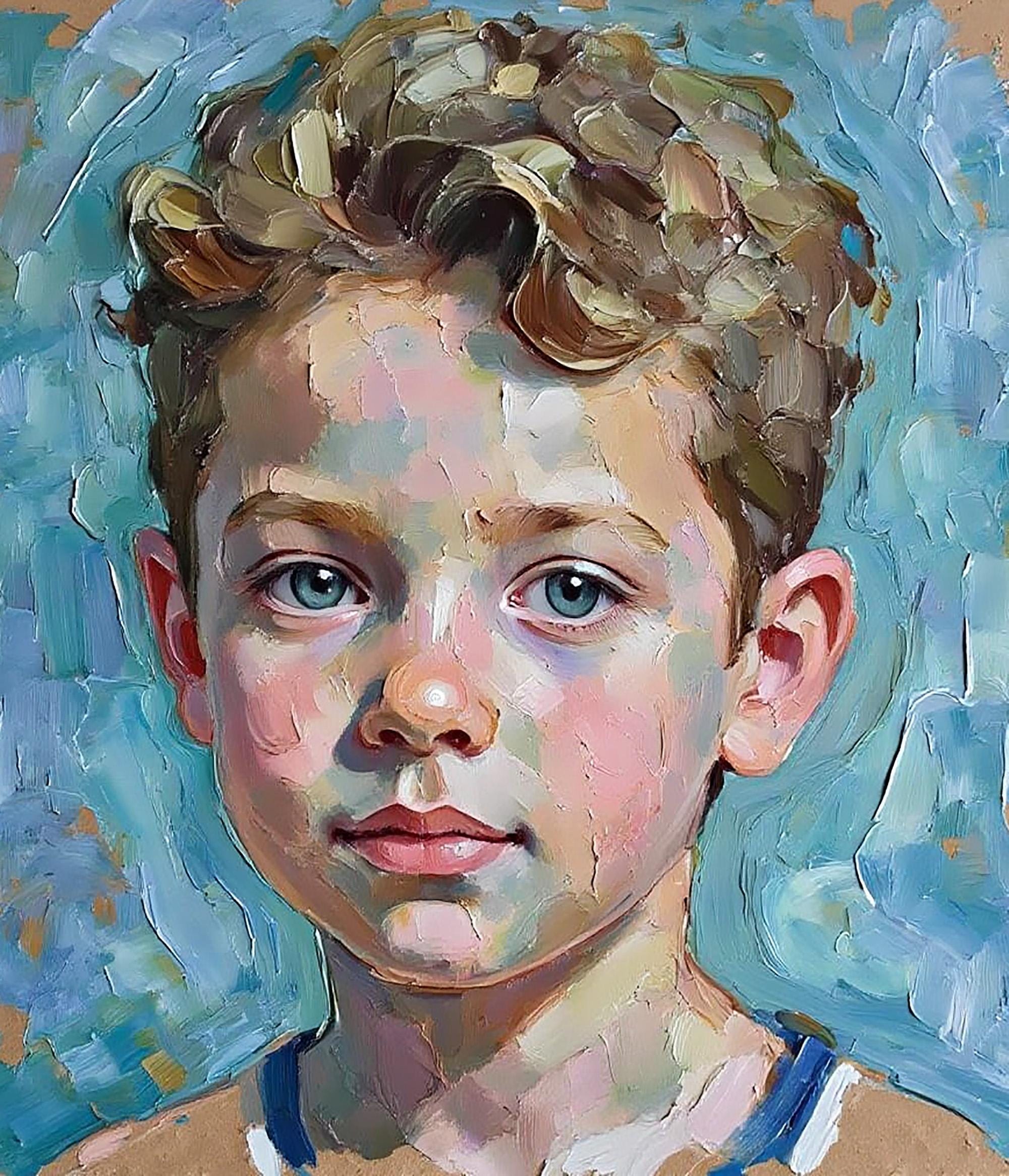 Customized Oil Portrait of a Beautiful Little Girl, a Gift for Parents ...