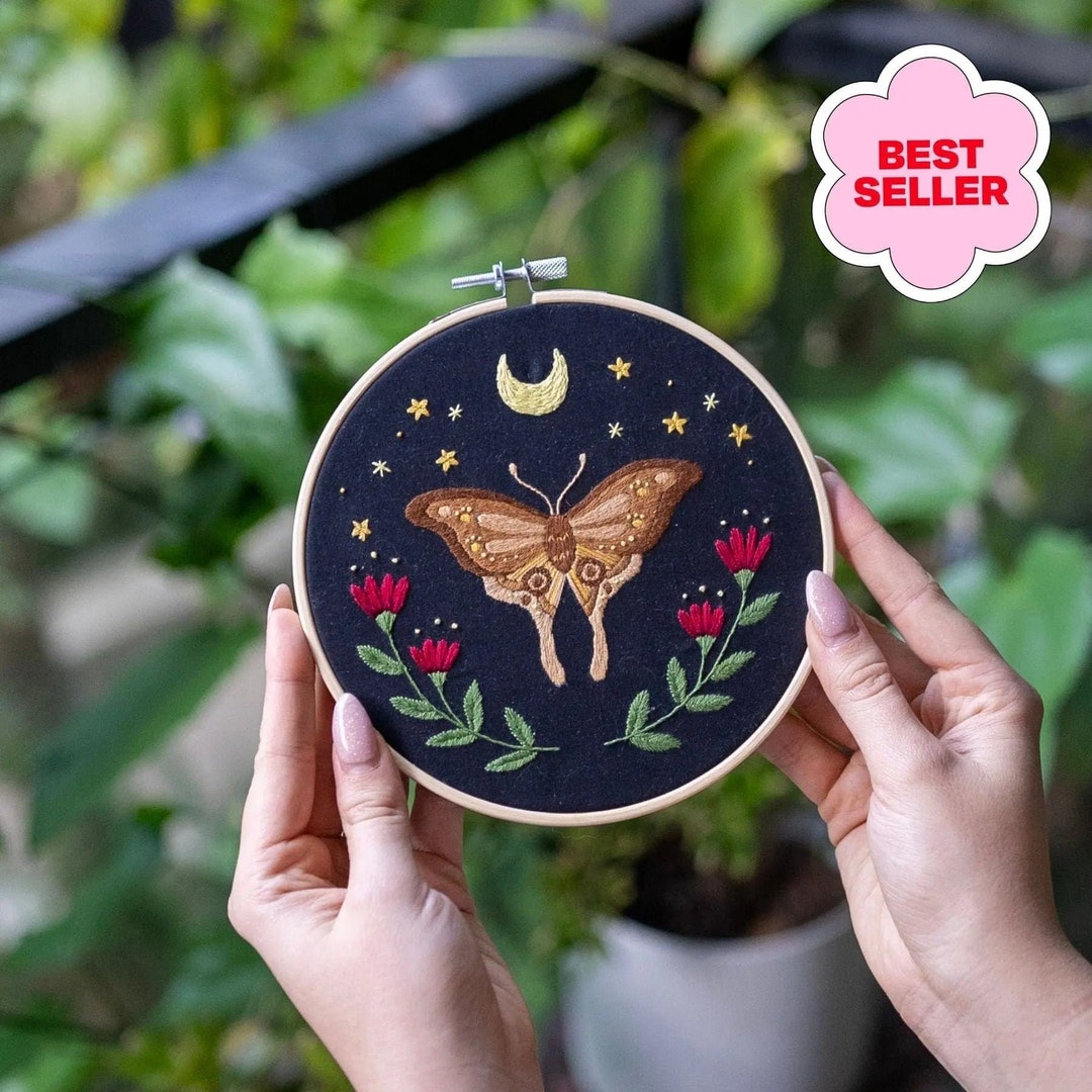 MIDNIGHT MOTH Embroidery Kit - Etsy
