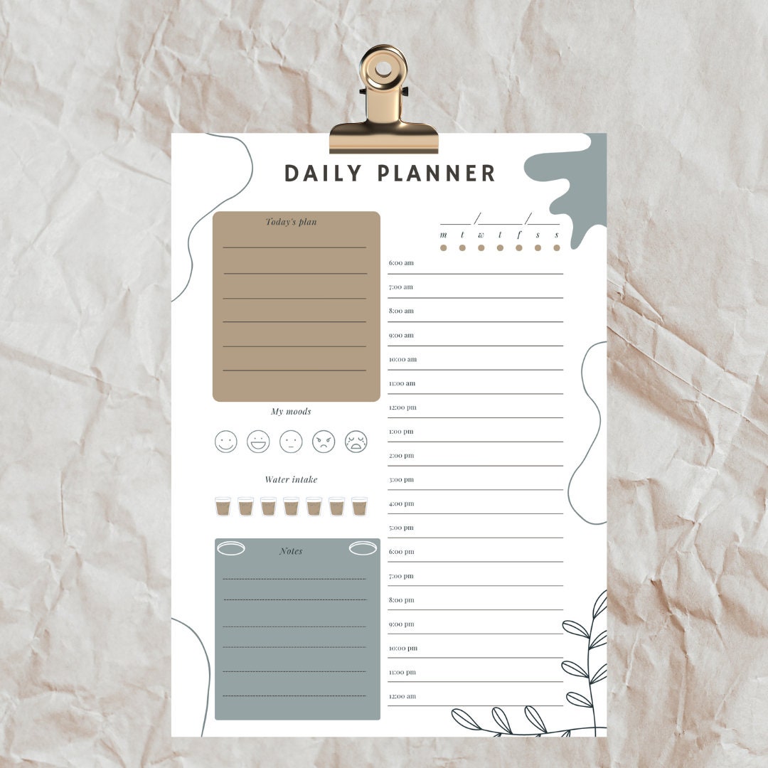 Daily Planner, Printables, Aesthetic Daily Planner, Simple, Easy ...