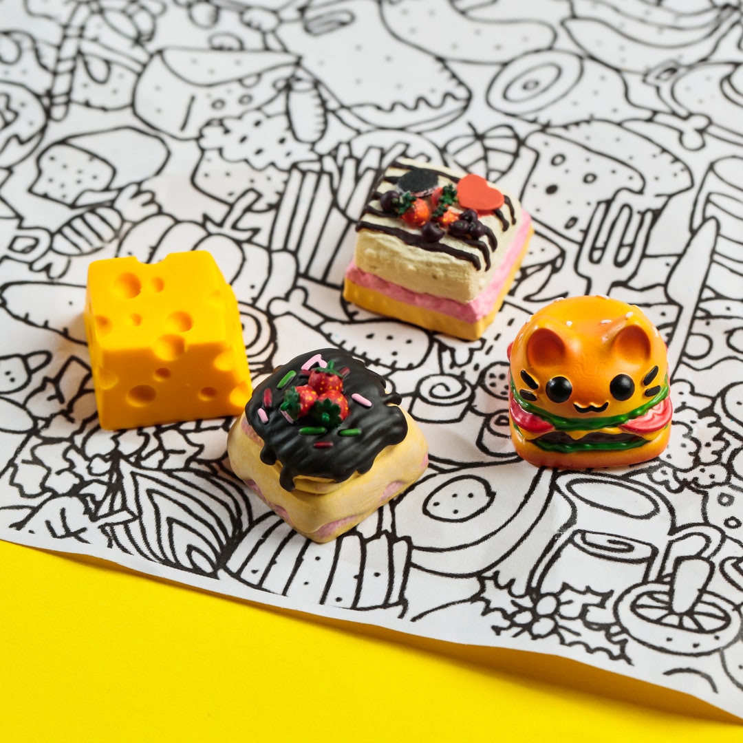 Cute Cat Keycap, Food Artisan Keycap, Cat Hamburger Keycap, Artisan ...
