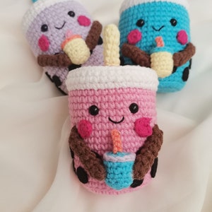 Boba Cat,boba Keychain,boba Cup,crochet Keychain,amigurumi Keychain ...