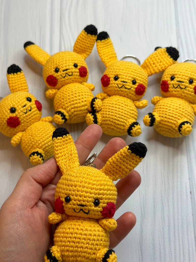 Amigurumi Key Chainpikachu Cardpikachu Key Chaincrocheted - Etsy