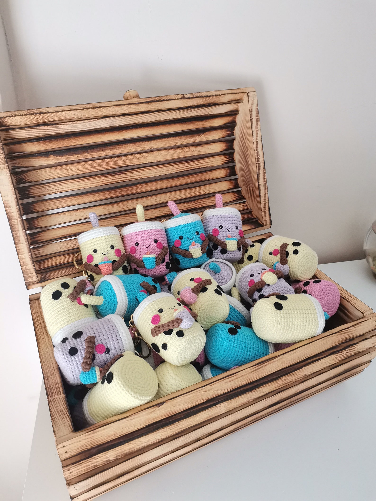 Boba Catboba Keychainboba Cupcrochet Keychainamigurumi - Etsy