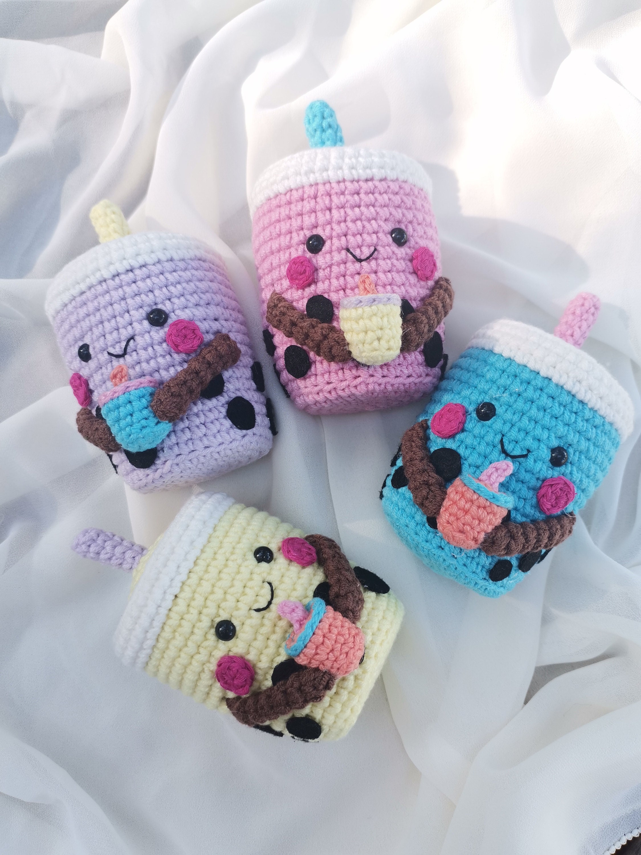 Boba Catboba Keychainboba Cupcrochet Keychainamigurumi - Etsy