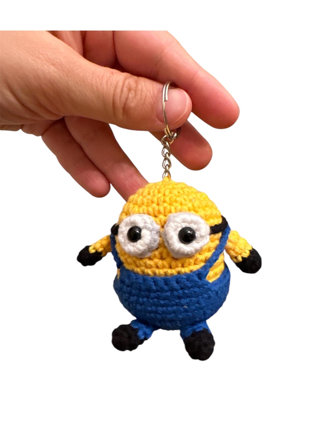 Crochet Minion Keychain: Handmade Cotton Amigurumi Plushie - Etsy