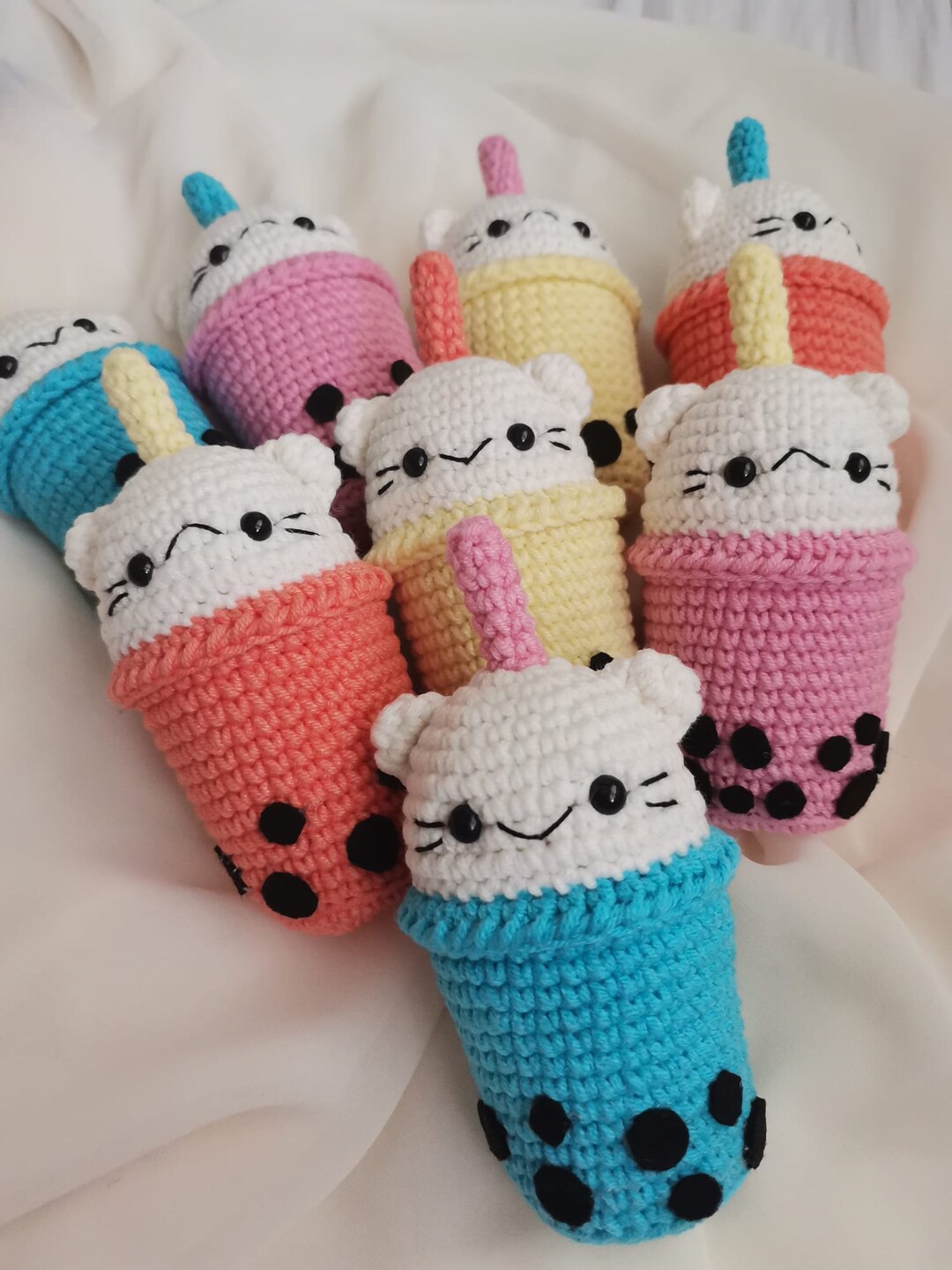 Boba Cat,boba Keychain,boba Cup,crochet Keychain,amigurumi Keychain ...