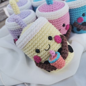 Boba Cat,boba Keychain,boba Cup,crochet Keychain,amigurumi Keychain ...